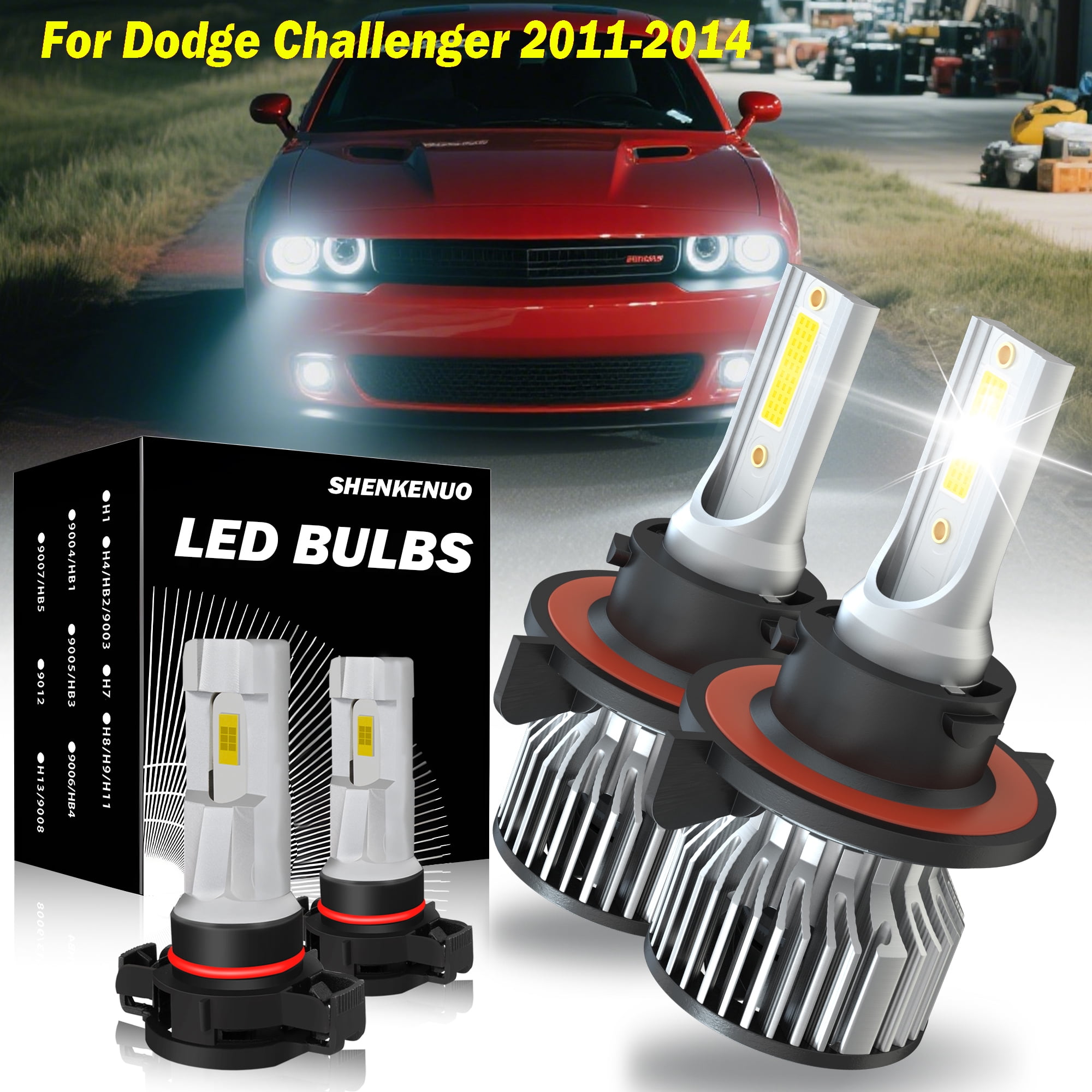 Headlight Bulbs Compatible With Dodge Challenger 2011-2014,H13/9008 LED ...