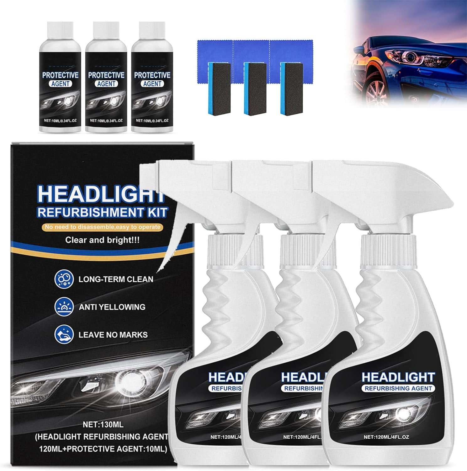 Headlight Cleaner, Q4 Headlight Restoration, Automotive Headlamp ...