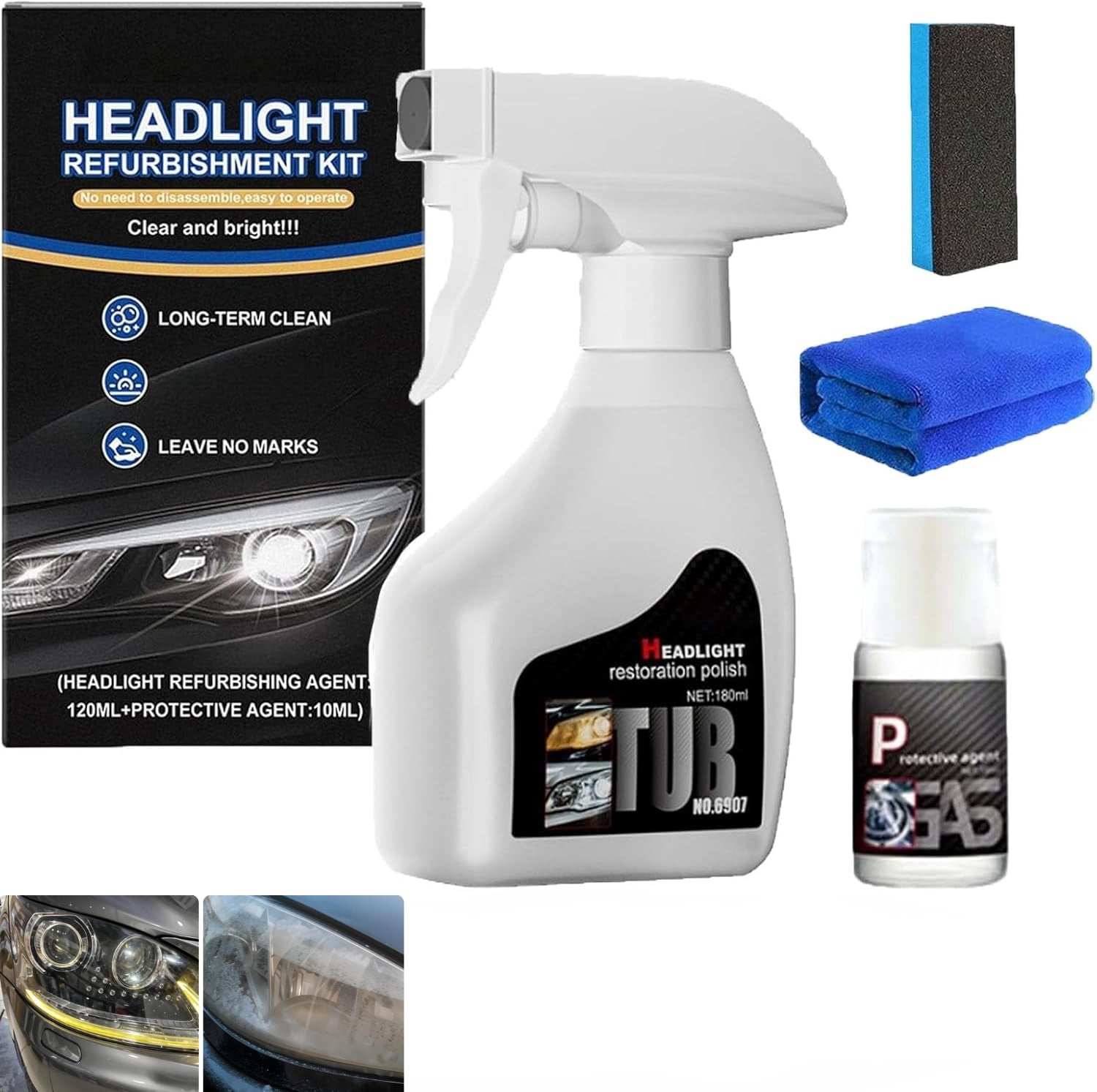 Headlight Cleaner and Restorer Kit, 2025 New Whimsyard Headlight ...
