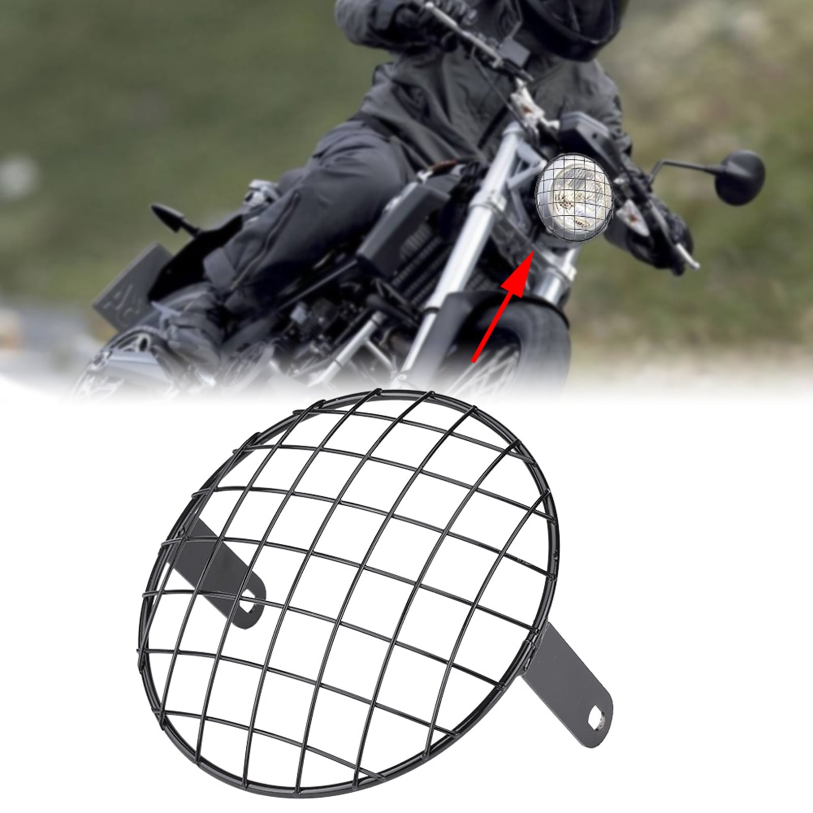 Headlight Grille Cover, Motorcycle 8 Inch Headlight Mesh Grill Cover ...