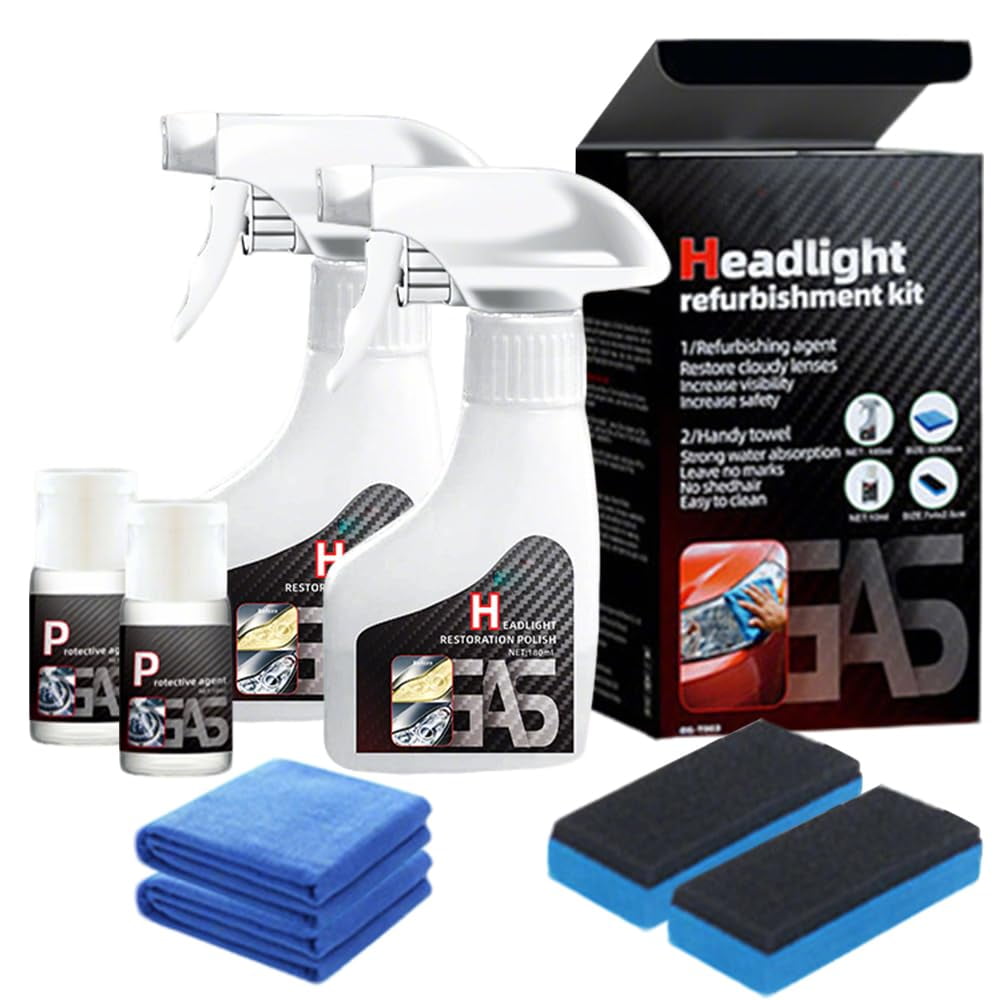 Headlight Restoration Kit, 2025 New Automotive Headlamp Restoration Fluid Oxidized, Blurring ...