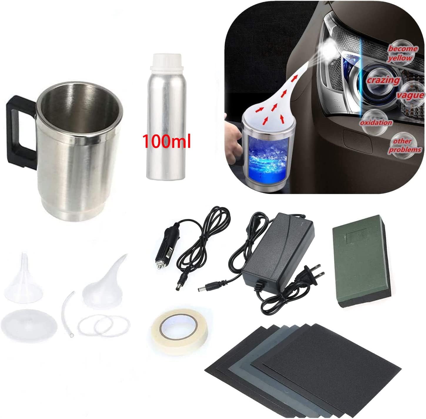 Headlight Restoration Kit, Car Headlight Glass Scratch Renovation Tool ...