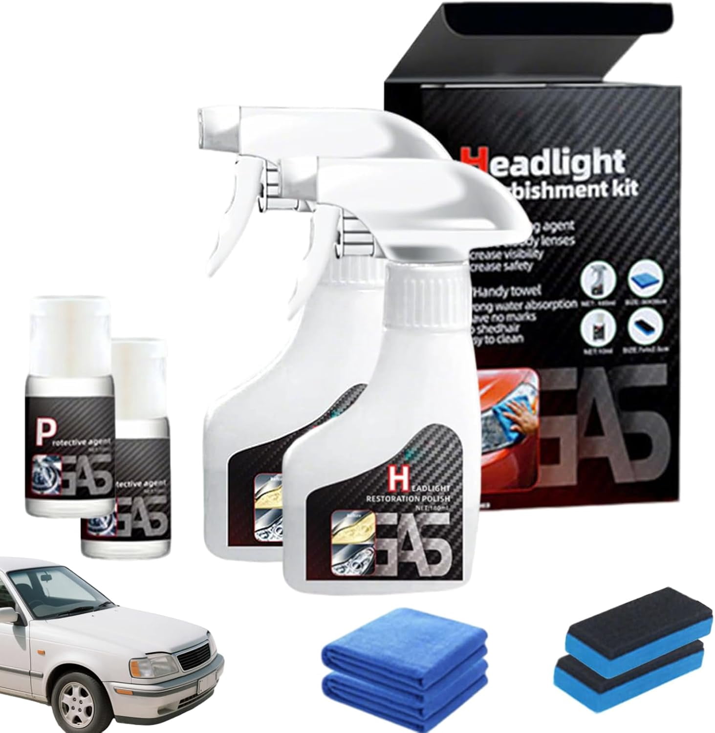 Headlight Restoration Spray, No Polishing Atomization Cleaner ...