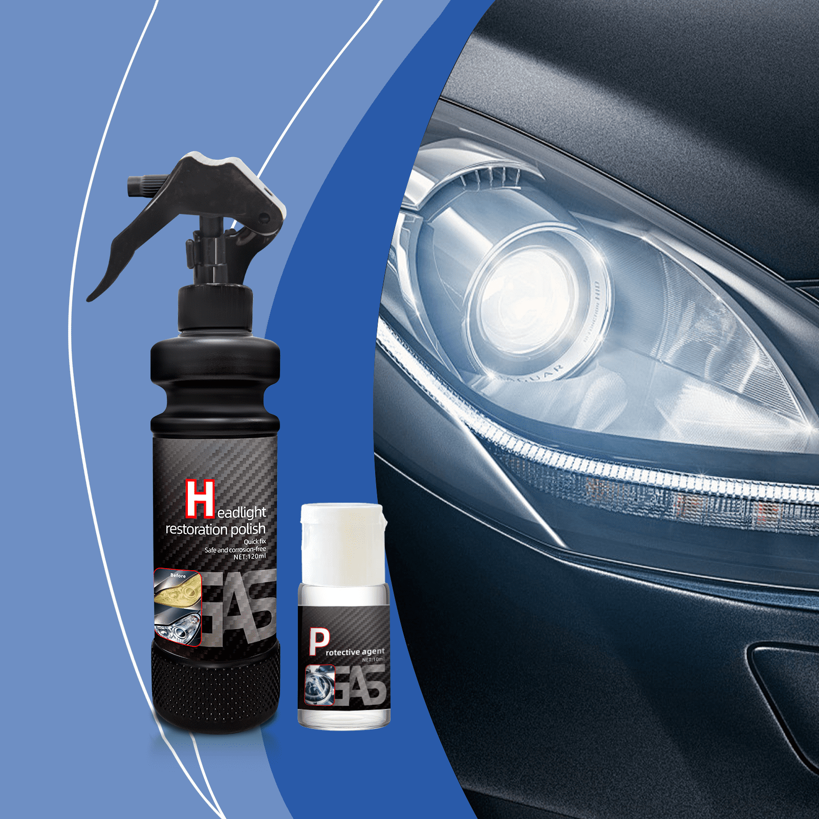 Headlight Restorer Kit Headlamp Cleaning Restores Brightness Kit, One ...