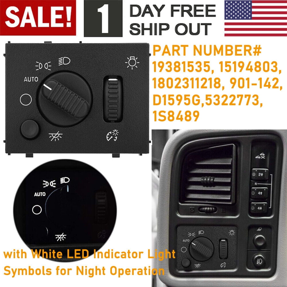 Headlight Switch Headlamp Dimmer Switch Greenish LED Light | for 2003 ...