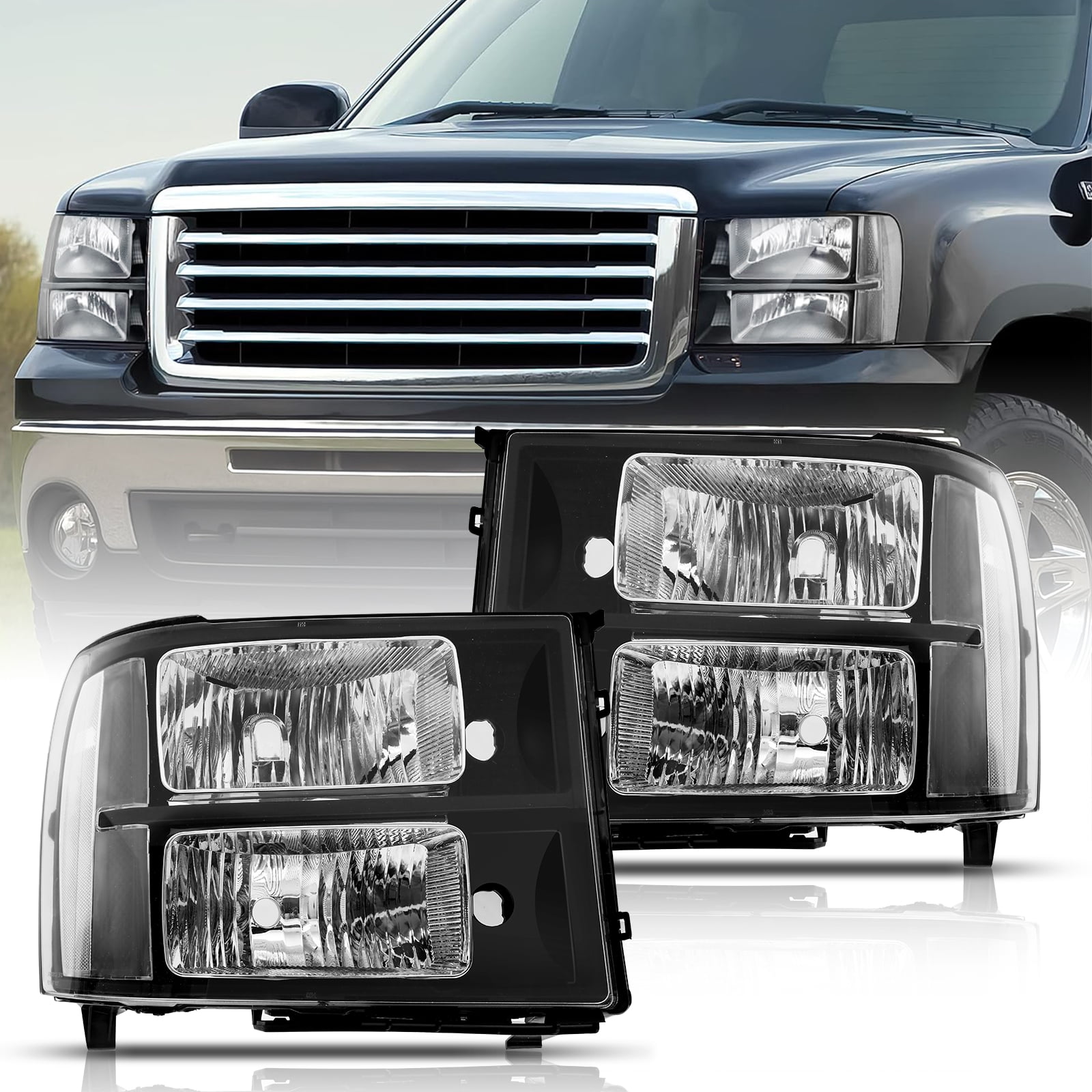 Headlights Assembly Compatible with 2007-2013 GMC Sierra 1500 Sierra ...