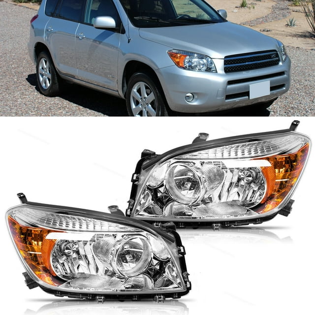 Headlights Assembly for 2006-2008 Toyota RAV4 Left + Right Chrome ...