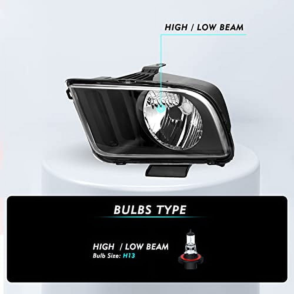 Headlights Assembly w/Bulbs for 2005-2009 Ford Mustang Driver and ...