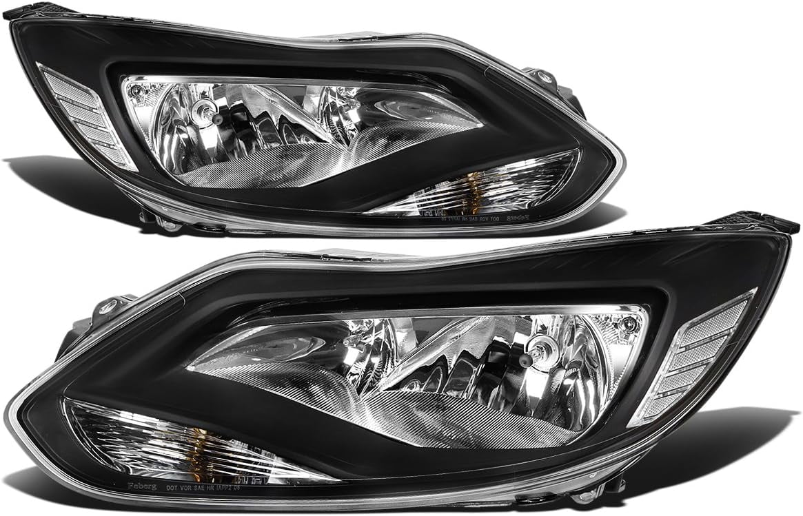 Headlights Black/Clear Side Turn Corner Headlamp for 12-14 Ford Focus ...