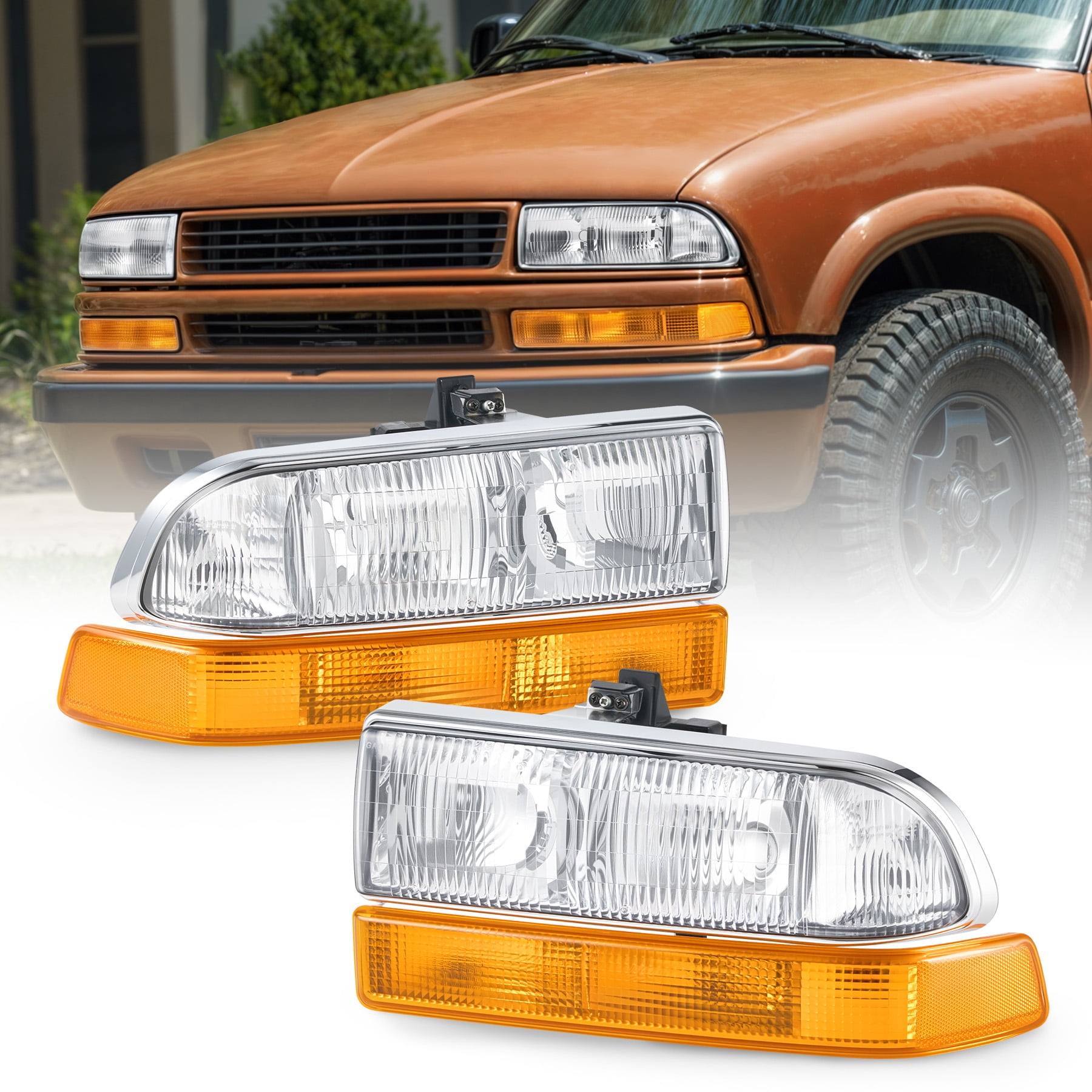 Headlights Bumper Lamps for1998-2004 Chevy S10 Pickup Blazer SUV w ...