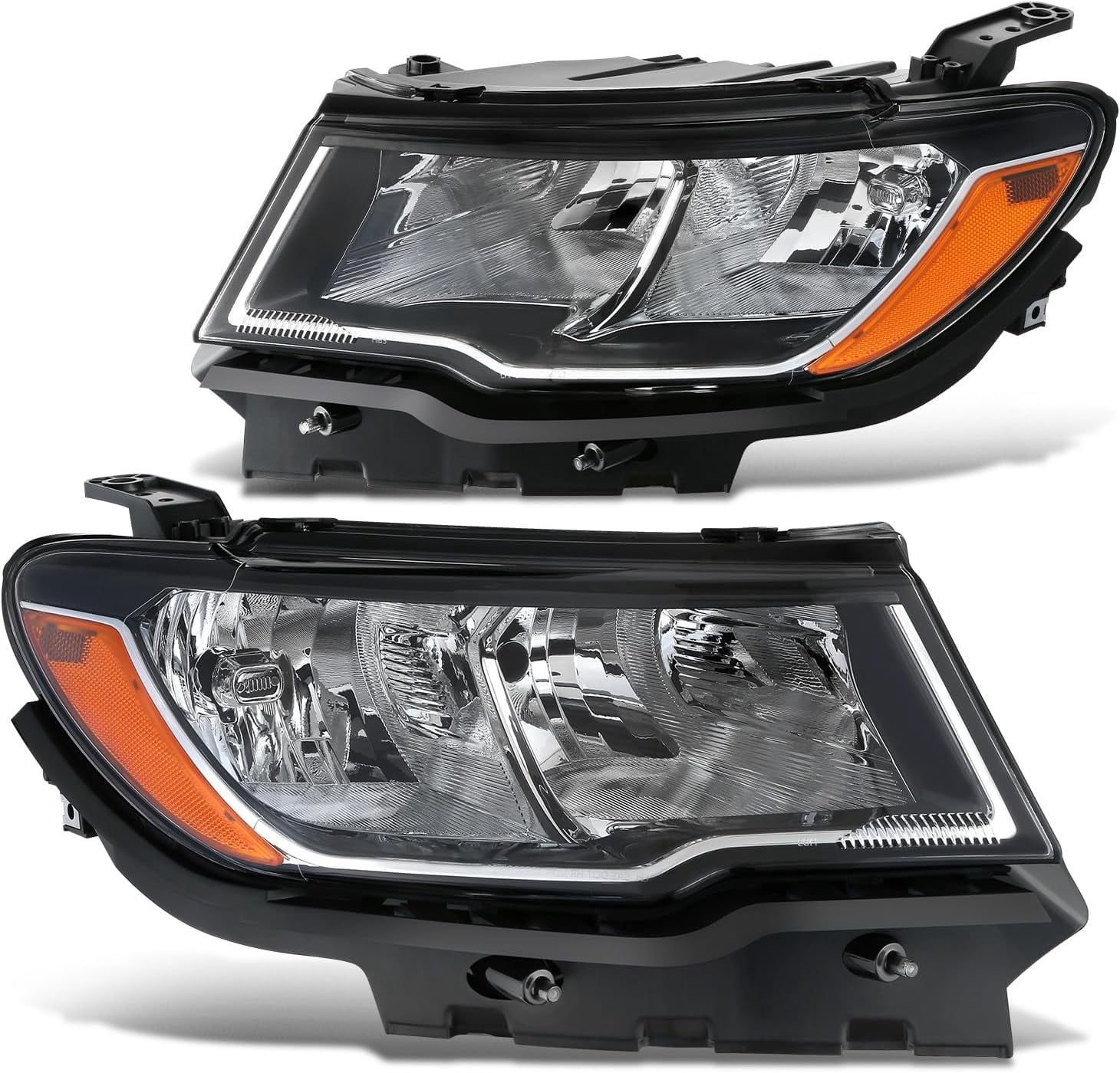 Headlights Factory Style Headlamps Pair Black/Amber for 2017-2021 Jeep ...