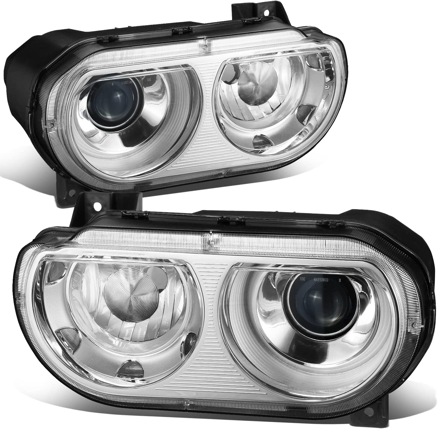 Headlights Factory Style Projector HID Lamp Chrome for 2008-2014 Dodge ...