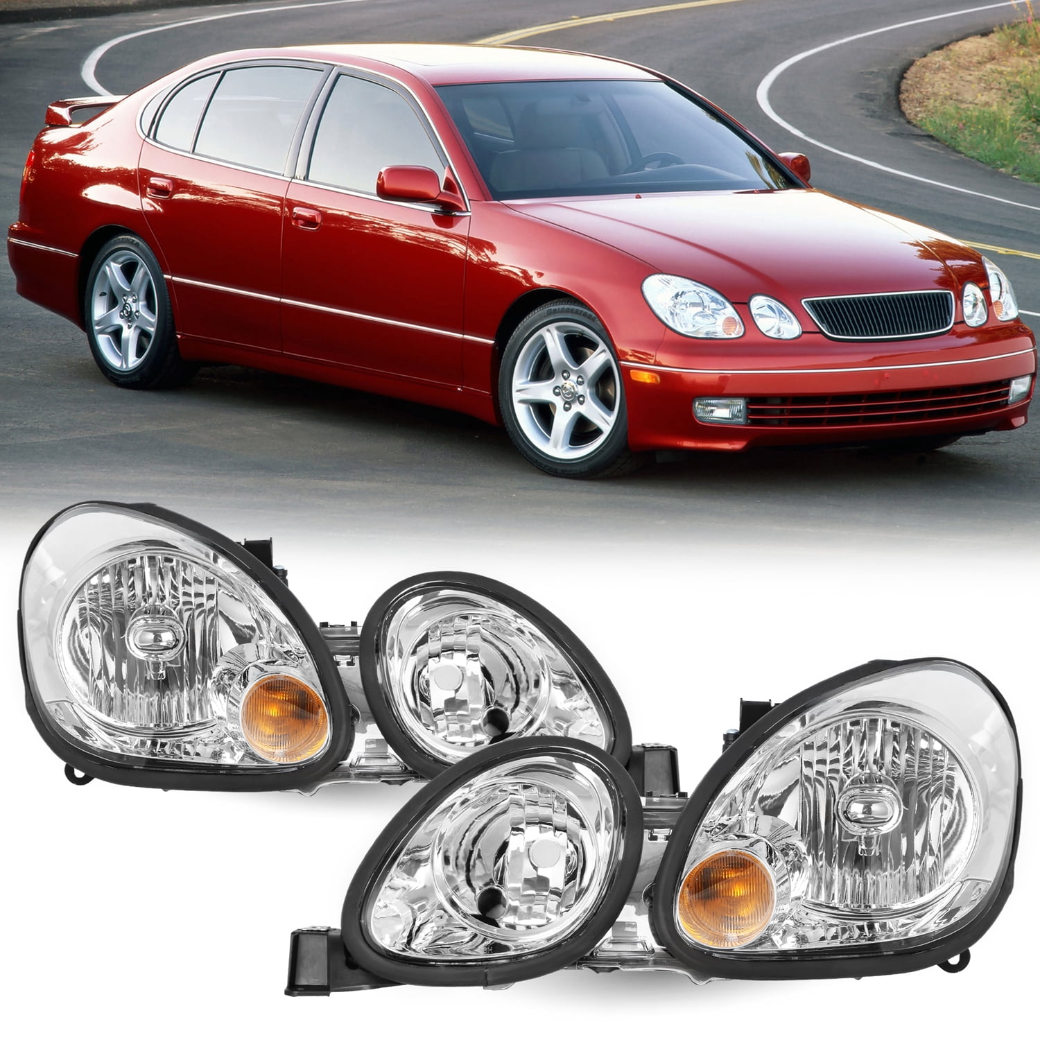 Headlights Fit 1998-2005 Lexus GS300 GS400 GS430 Projector Halogen ...
