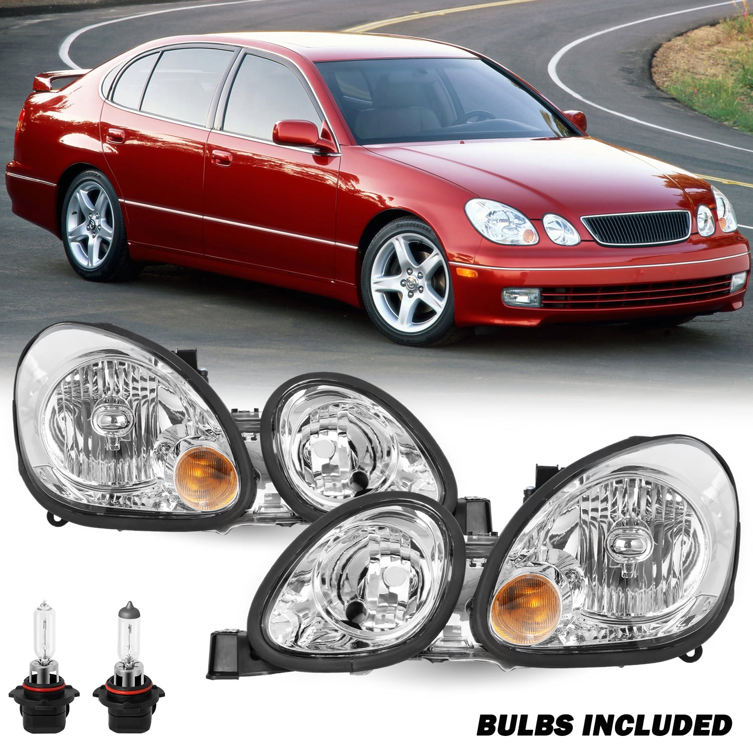 Headlights Fit 1998-2005 Lexus GS300 GS400 GS430 Projector Halogen ...