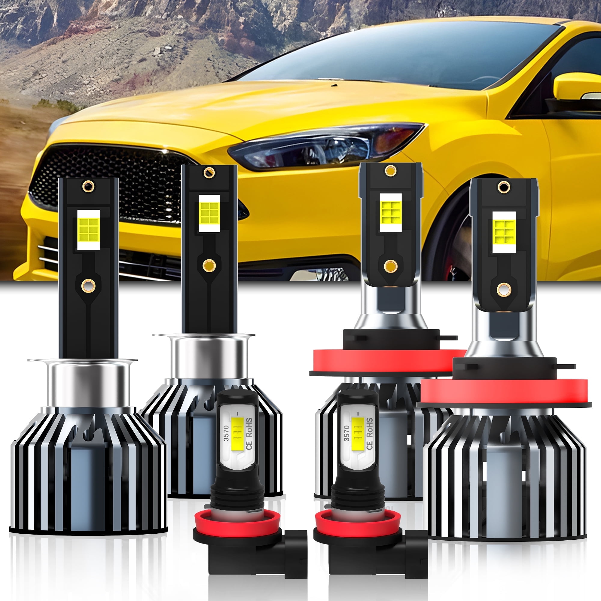 Headlights Fit For 2012-2018 Ford Focus LED Headlight Bulbs,H1 High ...