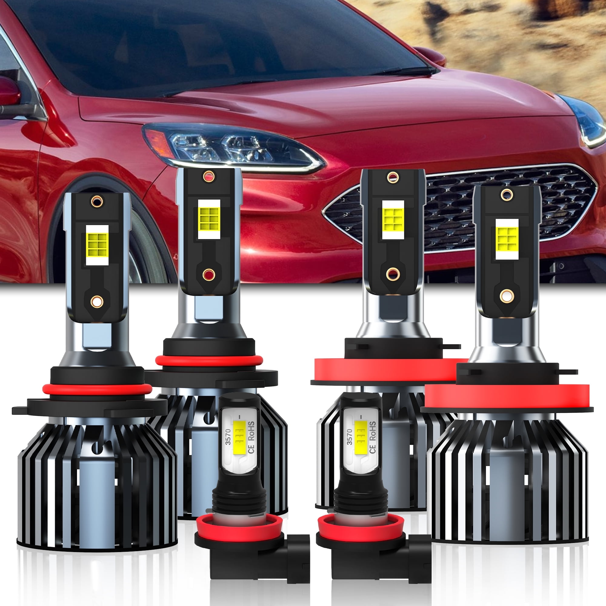 Headlights Fit For Ford Escape 2017-2020 LED Headlight Bulbs,9005/HB3 ...