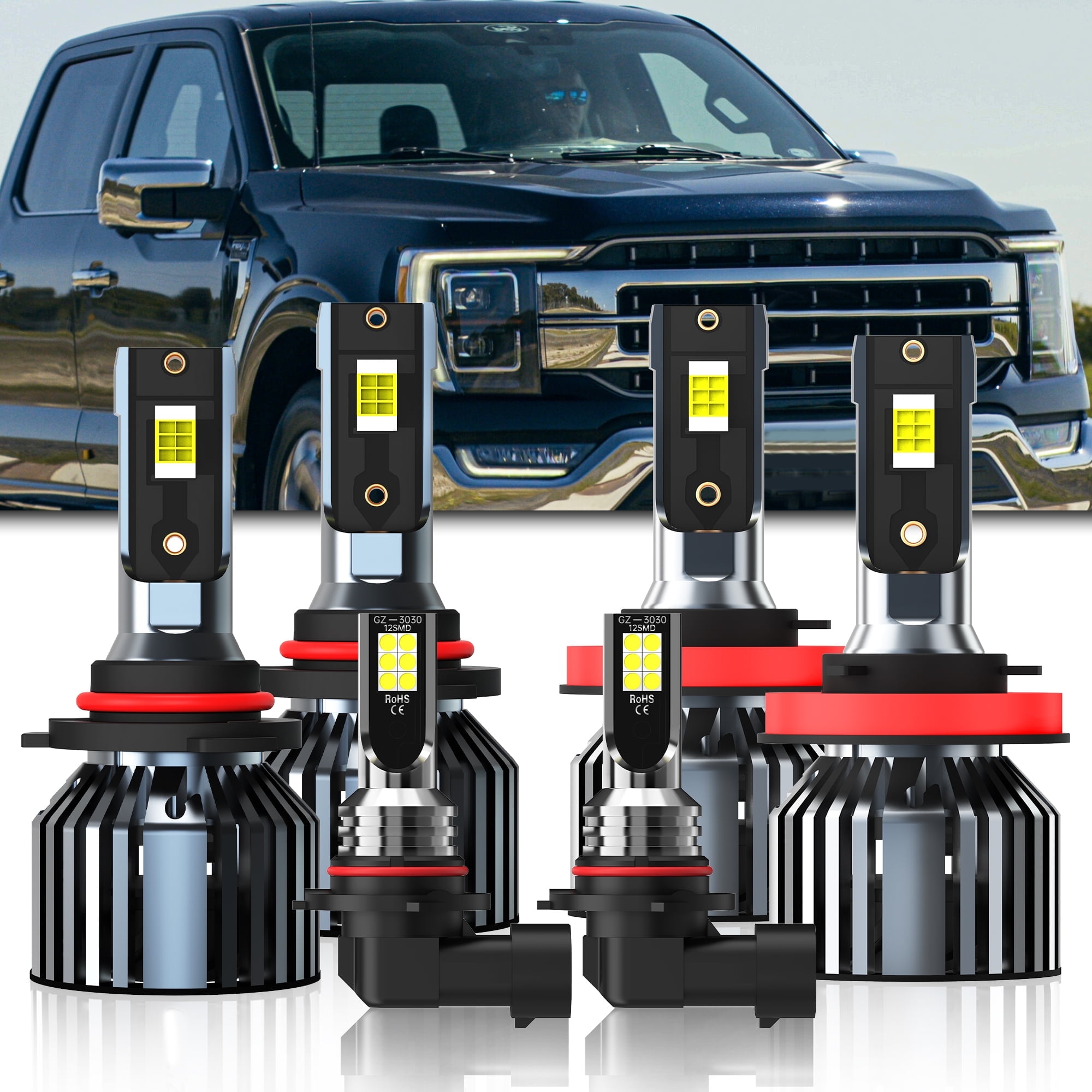 Headlights Fit For Ford F150 2015-2023 LED Headlight Bulbs,9005/HB3/H10 ...