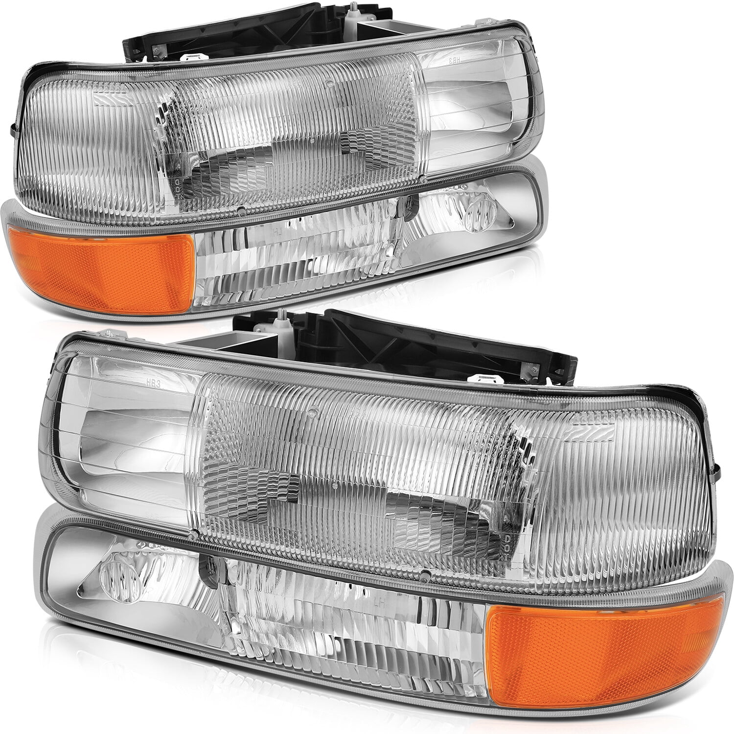 Headlights For 99-02 Chevy Silverado 00-06 Suburban Tahoe +Bumper Lamp ...