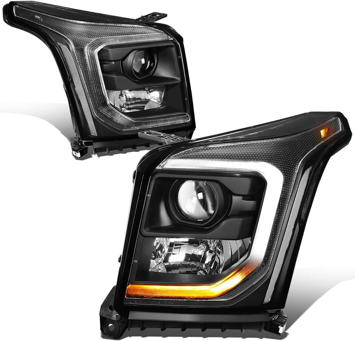 Headlights LED DRL Black Clear Side Turn Projector White Side Reflector ...