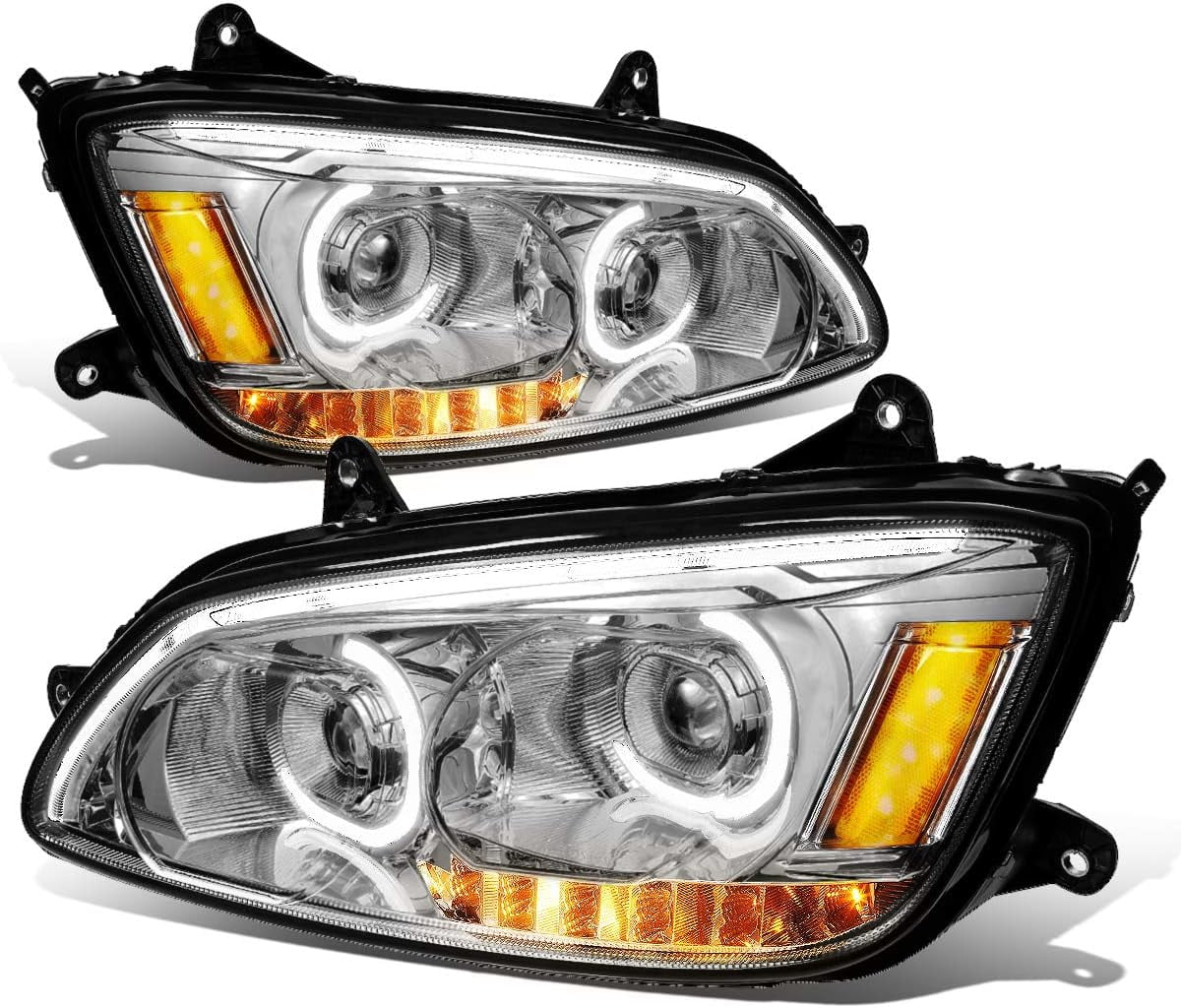 Headlights LED DRL+Signal Dual Projector Chrome/Clear for 2008-2019 ...