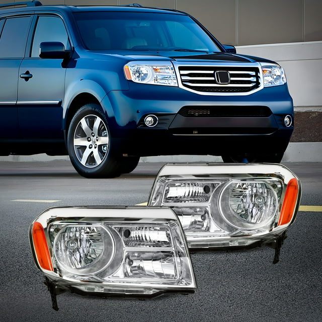 Headlights Pair For 2012 2013 2014 2015 Honda Pilot Halogen Chrome ...