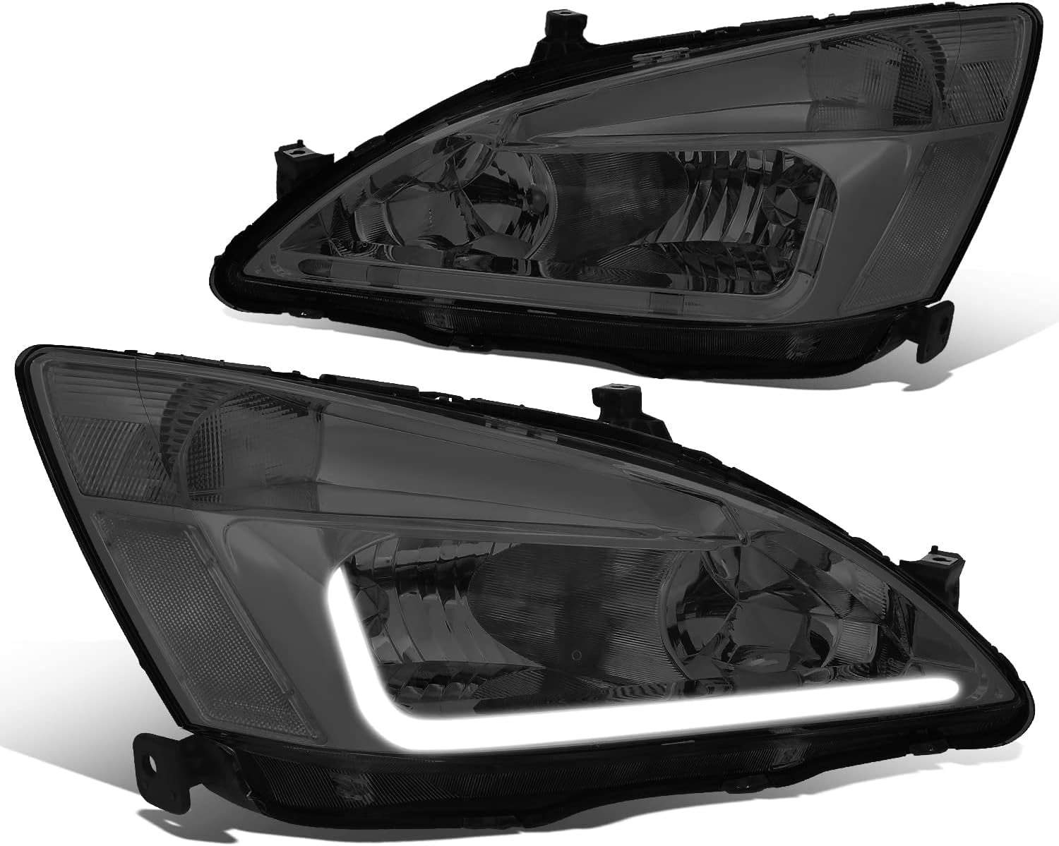Headlights Smoked/Clear Side Corner+Led DRL Headlamp for 03-07 Honda ...