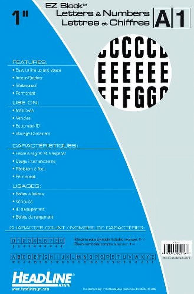 Headline Sign 2570 Stick-On .. EZ Block Letters and .. Numbers, Black ...