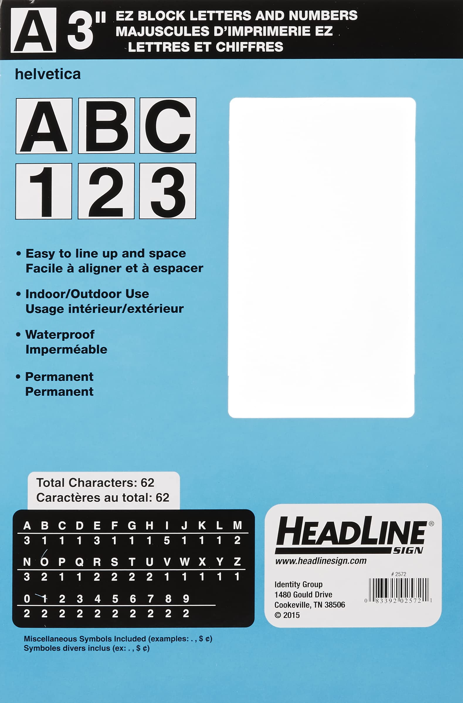Headline Sign 2572 Stick-On EZ Block Letters and Numbers, Black on ...