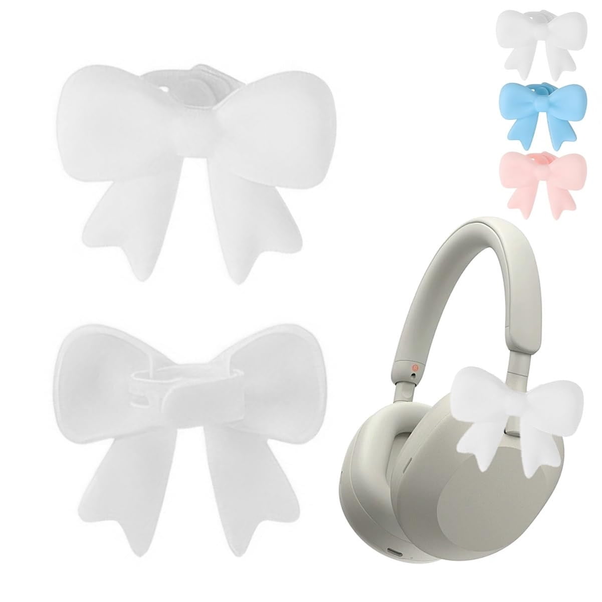 Headphone Accessories, Cute Silicone Bow Decor 2 Pack, Clip-On Earphone ...