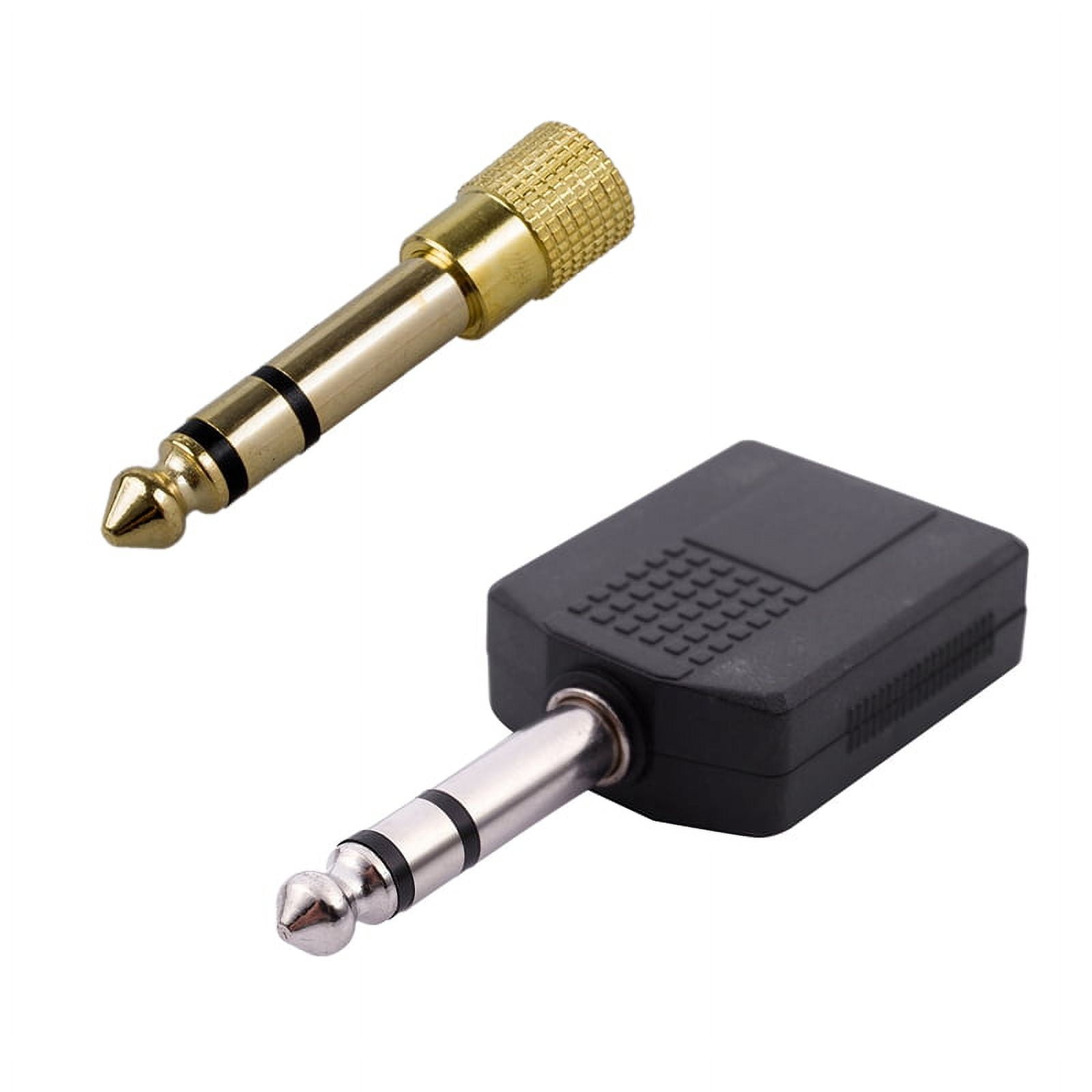 Headphone Adapter Gold Plug & Mono 6.35mm Male Plug to Dual 6.35mm ...