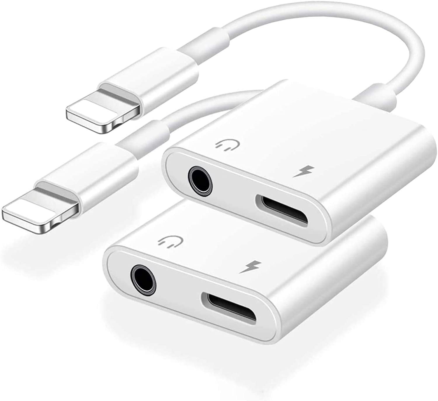 Headphone Adapter for iPhone 11 pro 3.5mm Jack Car Charger AUX Converter Splitter Charge Audio Cables 2 in 1 for iPhone 12 pro 7 7 Plus 8 X 10 XR XS XS Max Dongle Earphone Adaptor Support iOS System