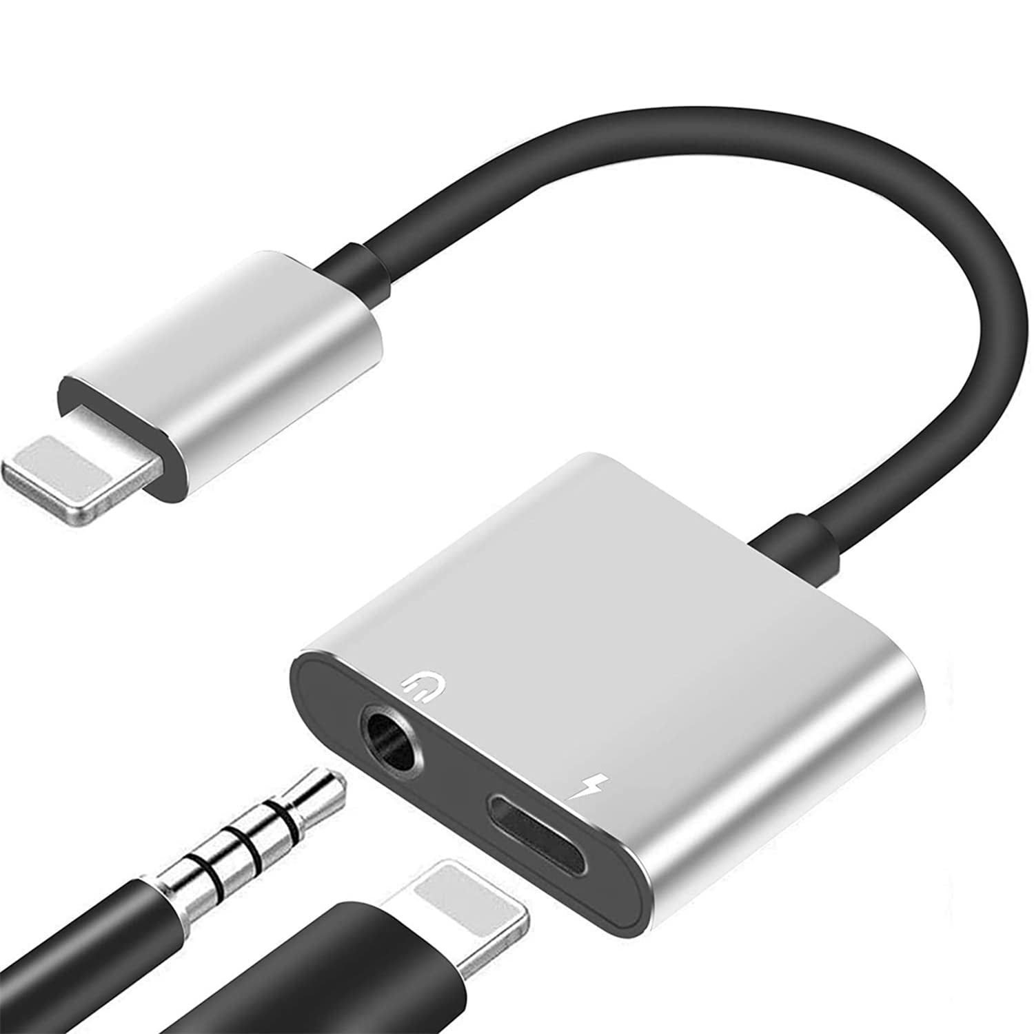 Headphone Adapter for iPhone [Apple MFi Certified], 2 in 1 Lightning to ...
