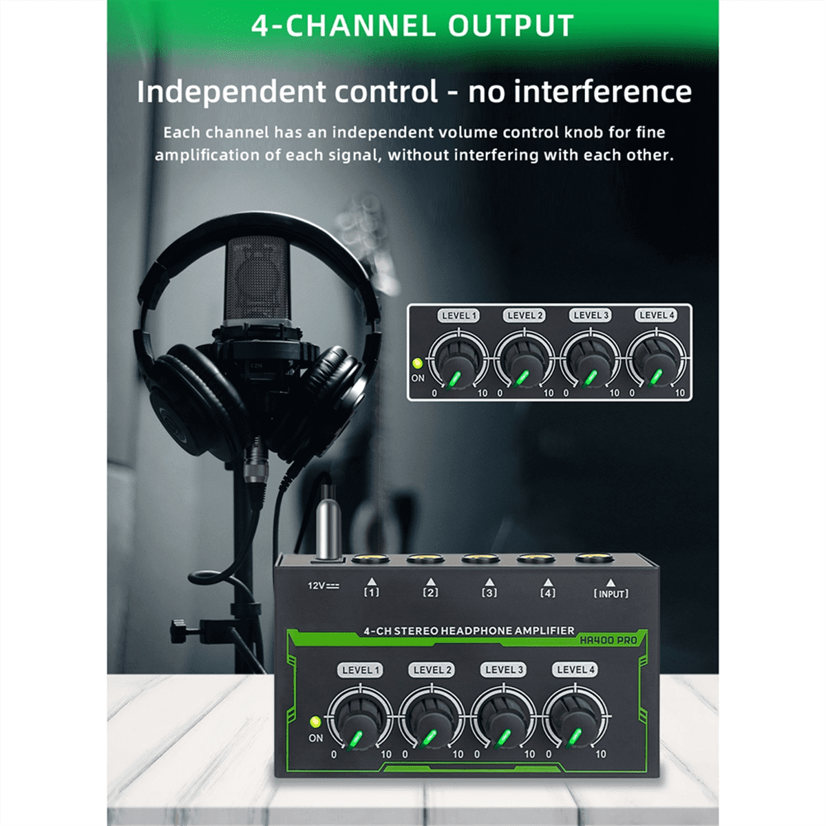 Headphone Amplifier 4 Channel Stereo Audio Amplifier Mini Headphone ...