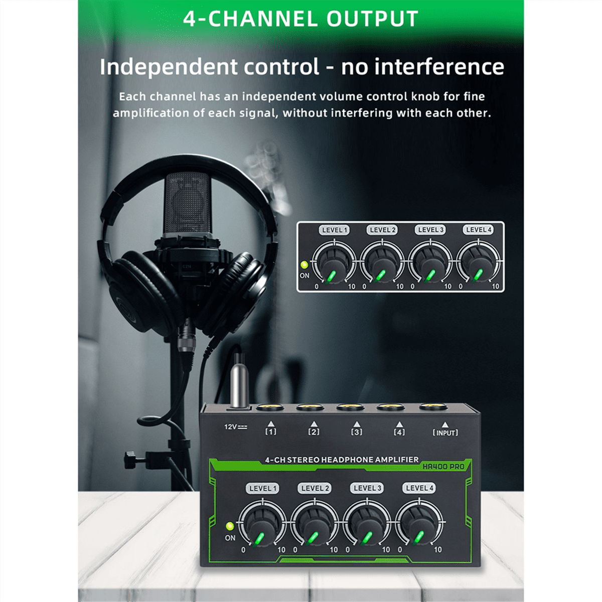 Headphone Amplifier 4 Channel Stereo Audio Amplifier Mini Headphone ...