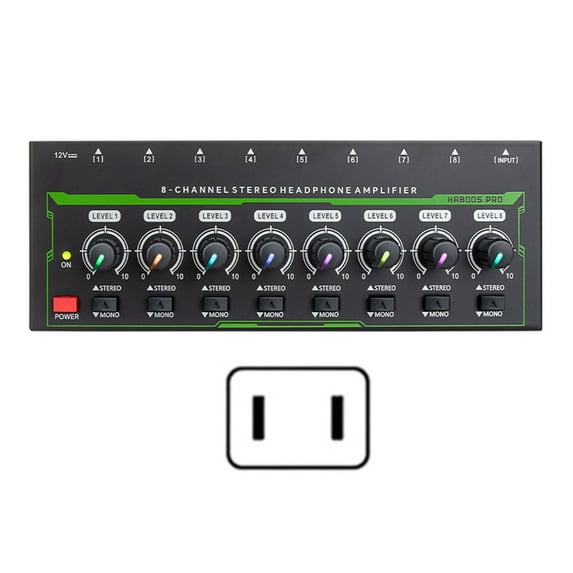 Headphone Amplifier 8 Channel LED Stereo Sound Amplifier Earphone ...