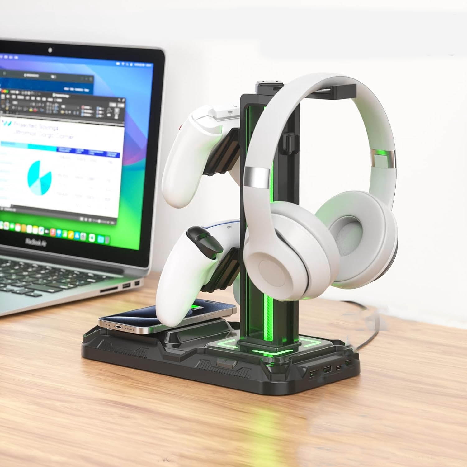 Headphone & Controller Stand with Wireless Charging - Rotatable Headset ...