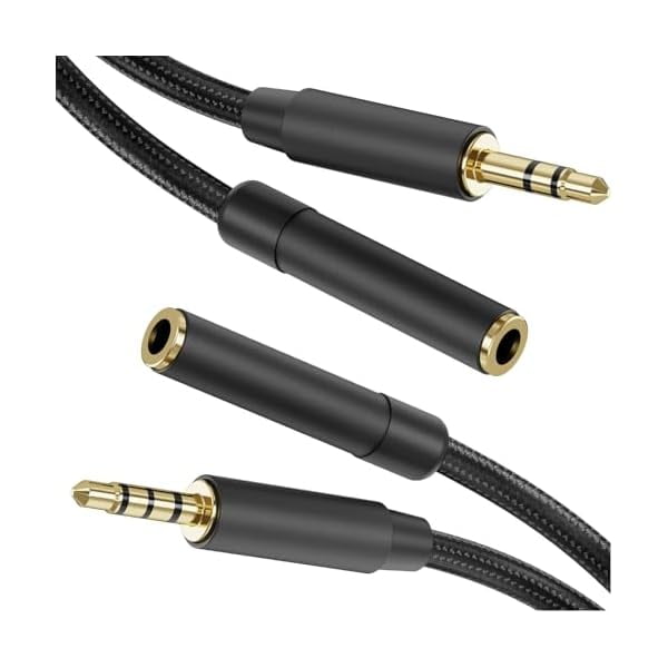 Headphone Extension Cable, 2PCS-6.6FT-Hi-Fi Sound-TRRS and TRS, 3.5mm ...