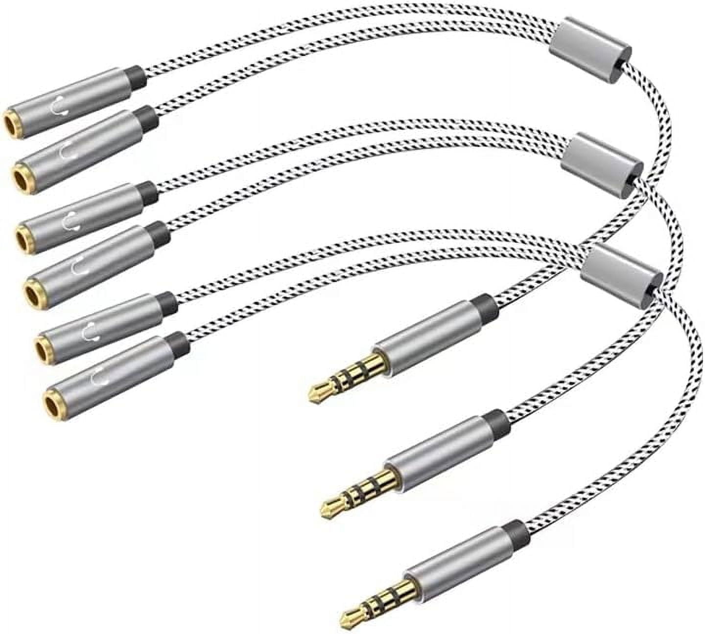 Headphone Splitter 3.5mm Audio Stereo Y Splitter Extension Cable Male to Female Dual Headphone ...