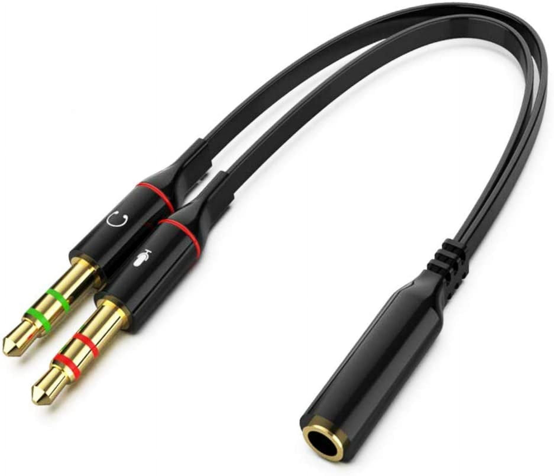 3.5mm Stereo Headphone Splitter Adapter with Microphone, 2 Way Cord ...