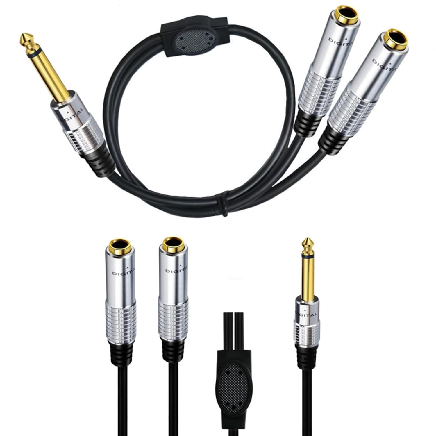 Headphone Splitter,Audio Splitter,6.35mm Splitter,6.35mm Mono Male Plug ...