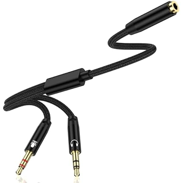 Headphone Splitter Cable for Computer 3.5mm Female to 2 Dual 3.5mm Male ...