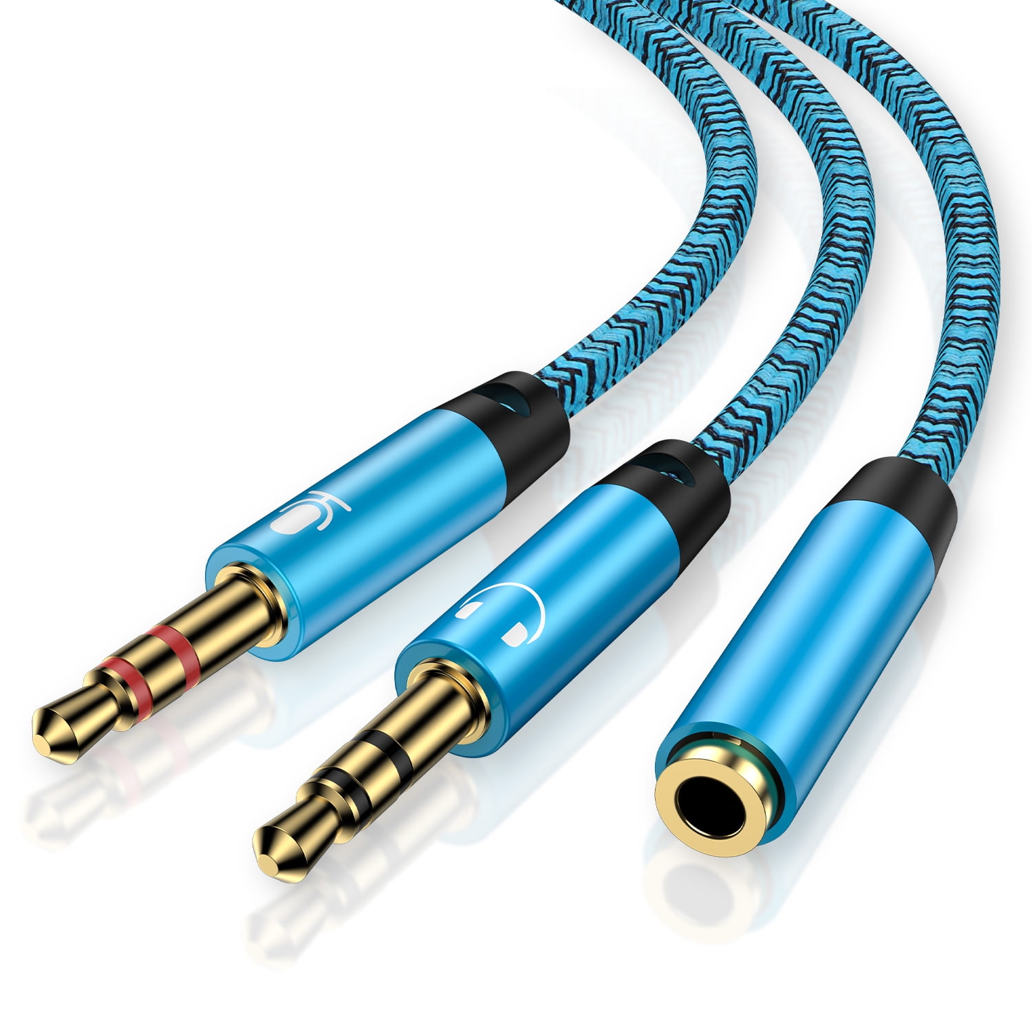 Headphone Splitter for Computer,1PC Nylon Braided 3.5mm Female to 2 ...