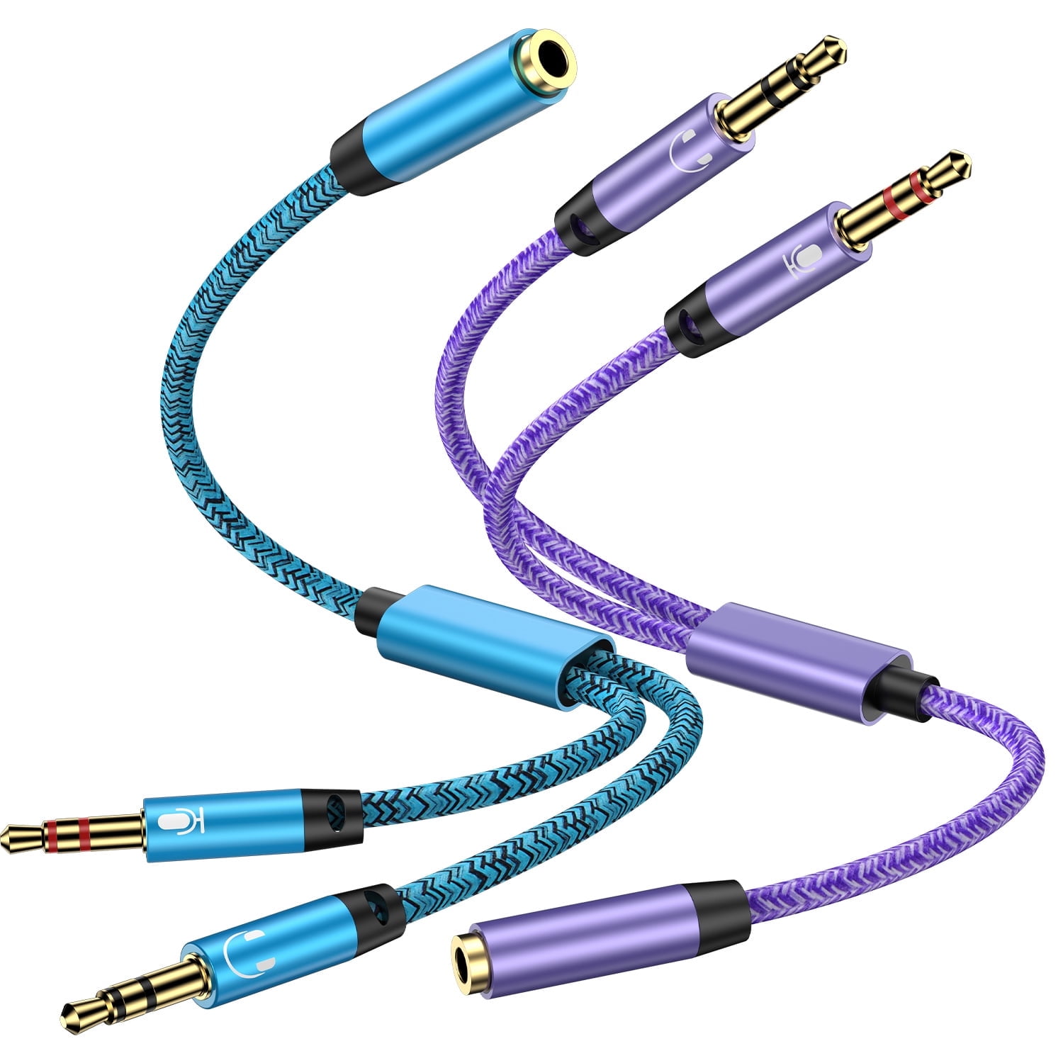 Headphone Splitter for Computer,2PCS Nylon Braided 3.5mm Female to 2 ...