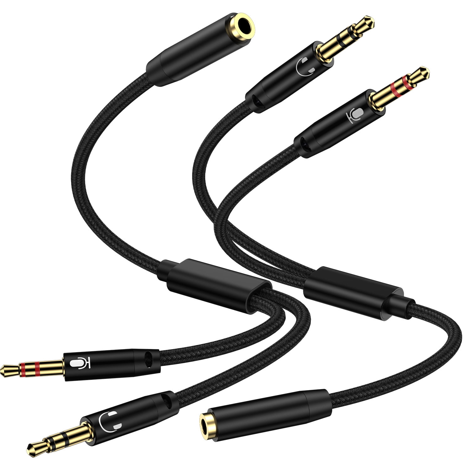 Headphone Splitter for Computer,2PCS Nylon Braided 3.5mm Female to 2 ...