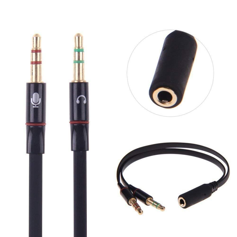 Headphone Splitter, Headphone Jack Splitter 3.5mm 2 Male Plug to 1 ...