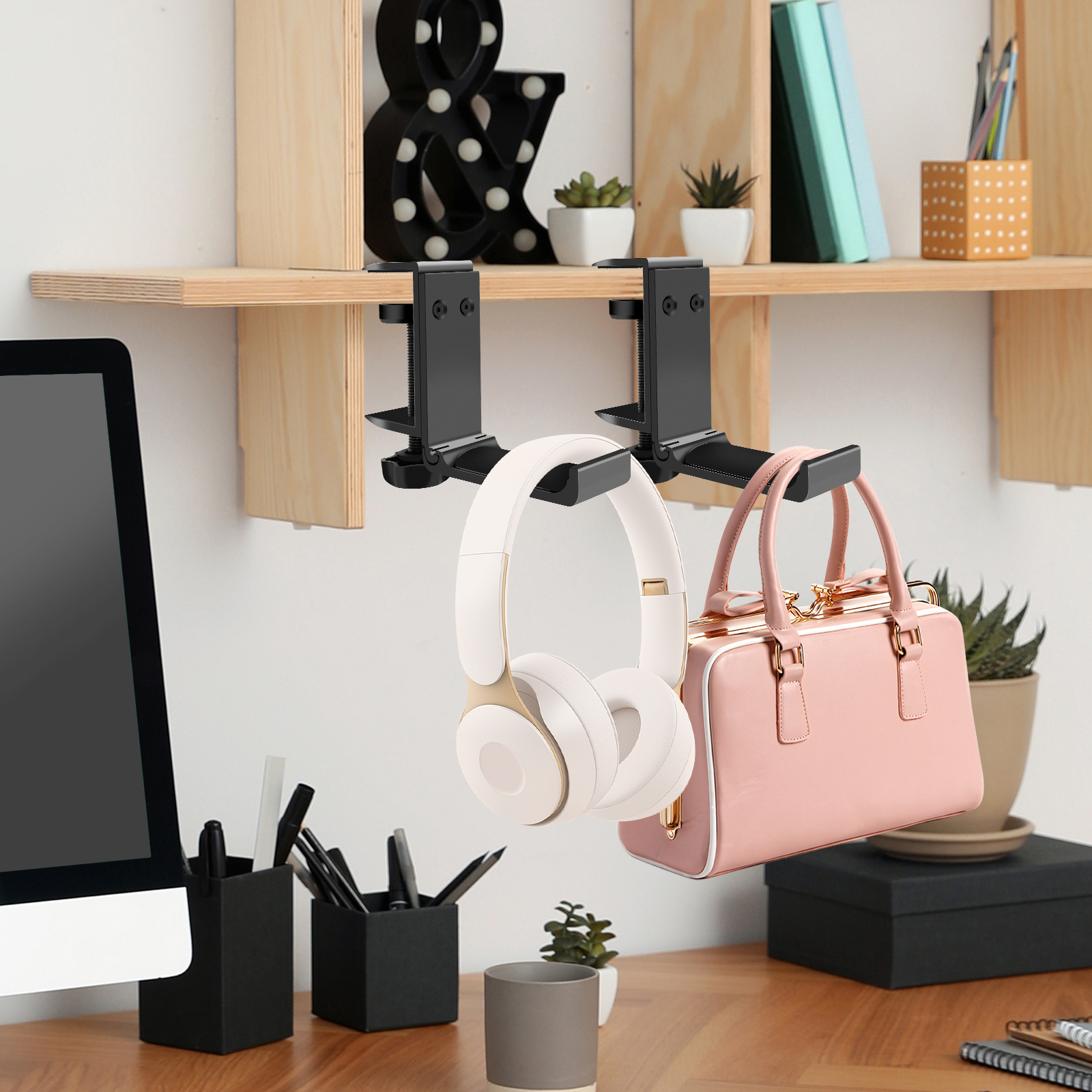 Headphone Stand Hanger Aluminum Alloy Desk Headphone Holder Foldable ...