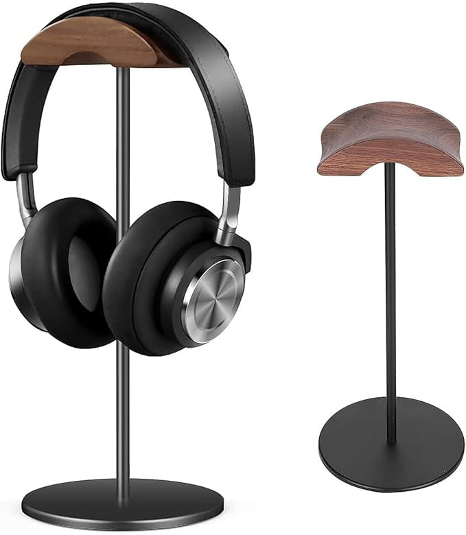 Headphone Stand Holder with Premium Walnut Wood Headrest,Headset Stand ...