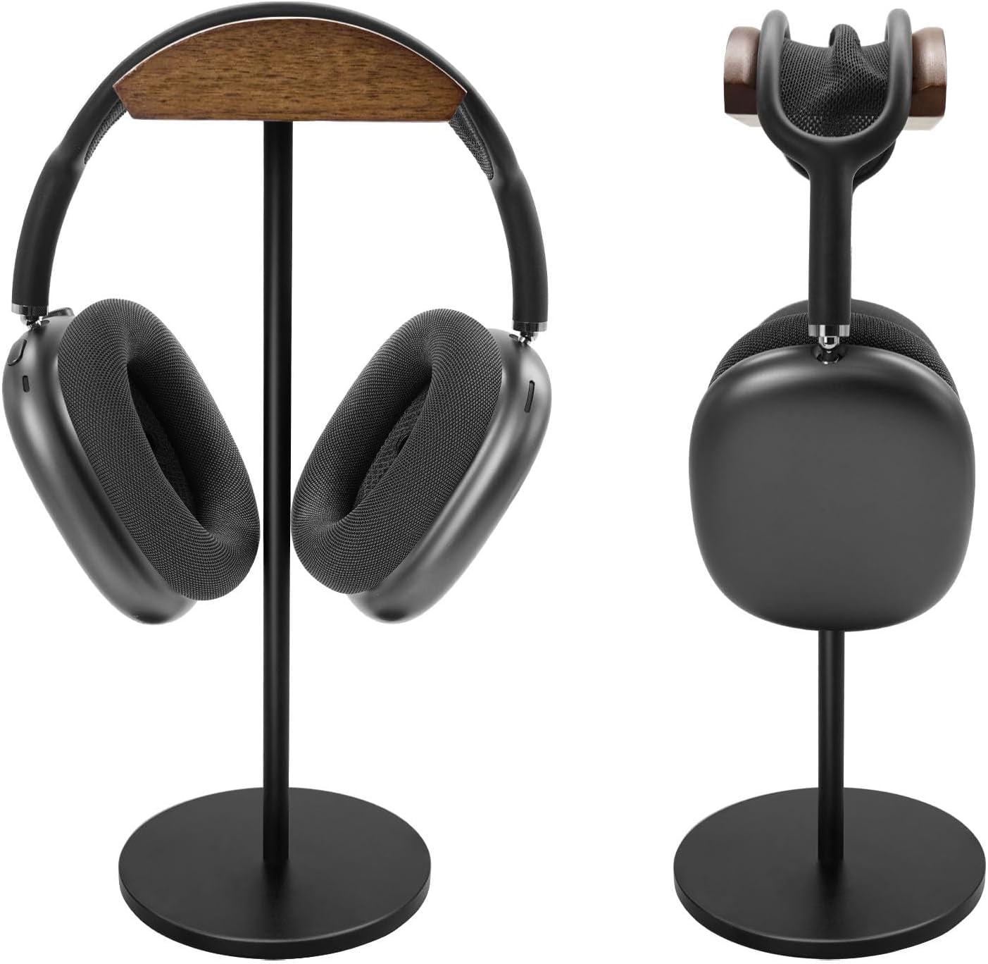 Headphone Stand, Walnut Wood and Aluminum Headset Holder with Solid ...