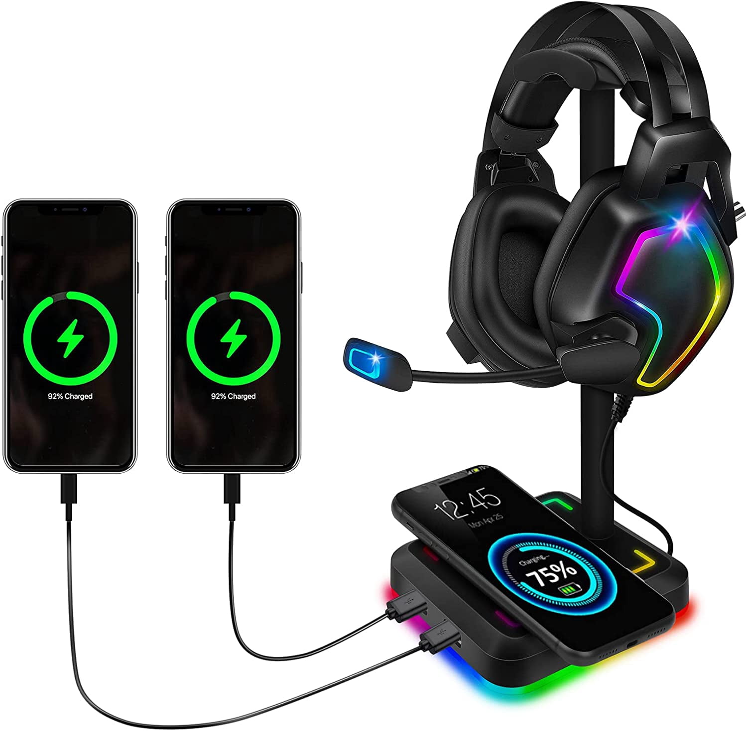 Headphone Stand with Wireless Charger Gaming Headset Holder 2 IN 1 ...