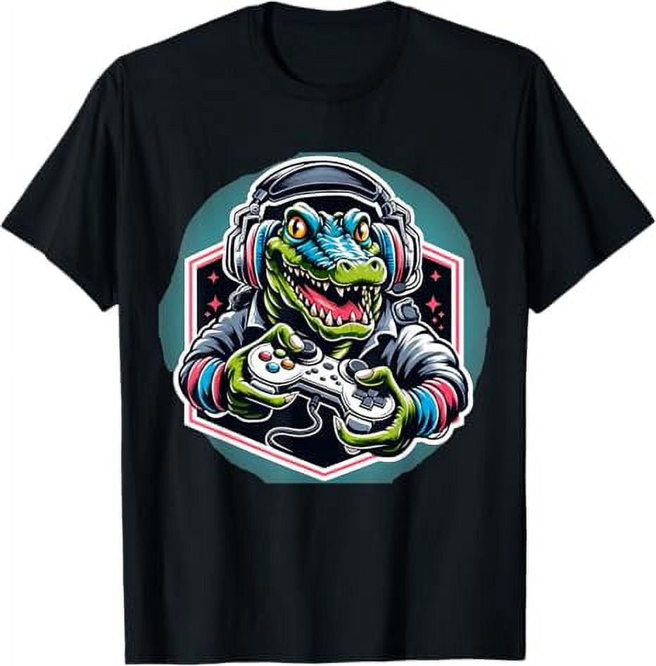 Headphone Video Game Alligator Gaming T-Shirt - Walmart.com